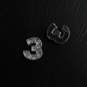 Rhinestone number 3, steel colour [1pc] - Omakoru